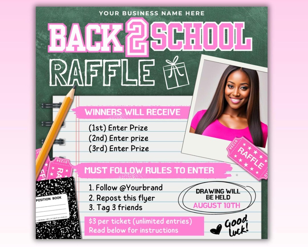 Back to School Raffle Flyer, Back 2 School Giveaway Back to School Give ...