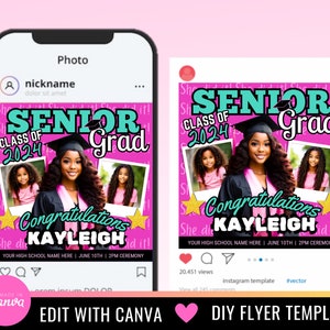 Pink Graduation Flyer, Graduation Announcement Flyer, Graduation ...