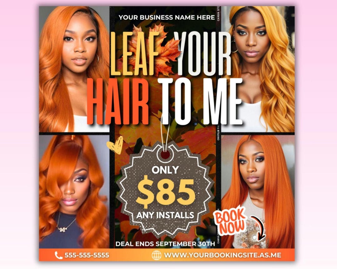 Fall Hair Flyer, Fall Wig Flyer, Hair Deal Flyer, Wig Sale, Hair ...