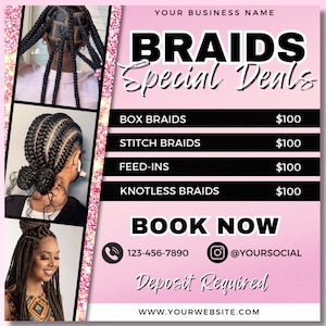 Braids Flyer Template, Special Deals Flyer, Price List, Braider ...