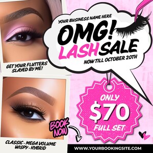 Lash Sale Flyer, Lash Special Flyer, Lash Deal, Lash Extensions Flyer ...