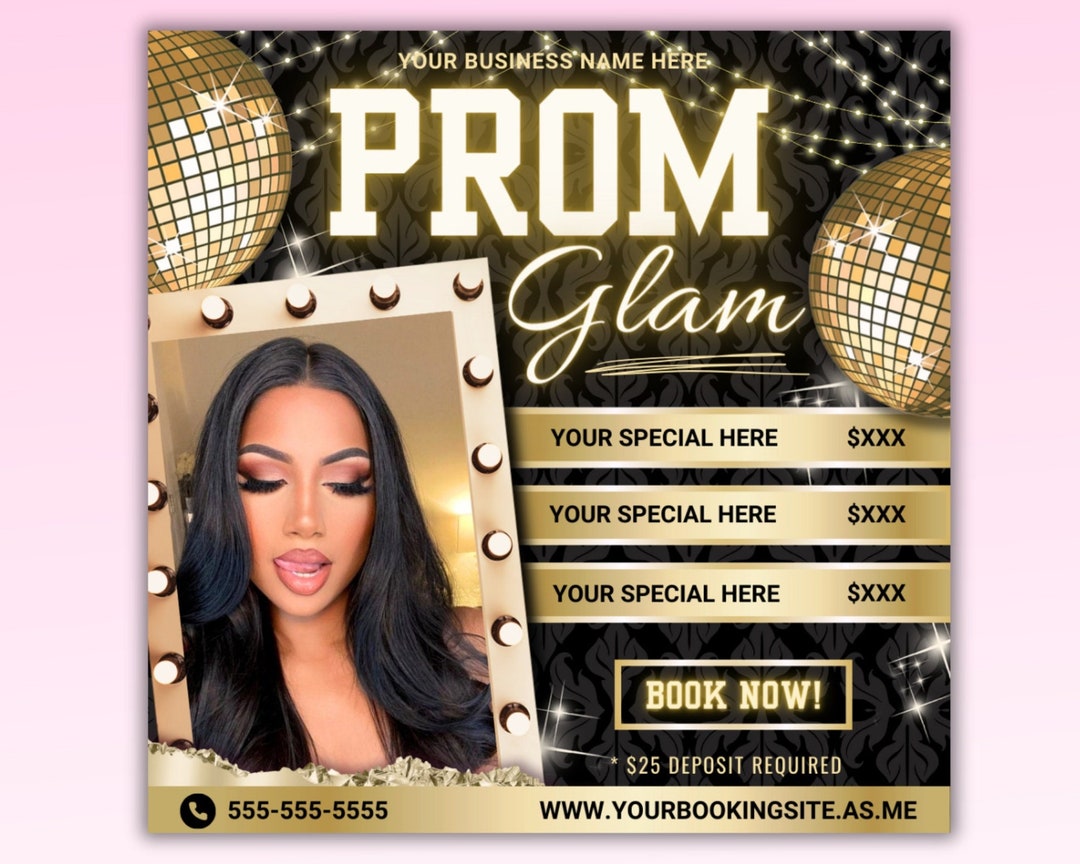 Prom Booking Flyer, Prom Special Flyer, Hair Braids Nails Makeup Lash ...