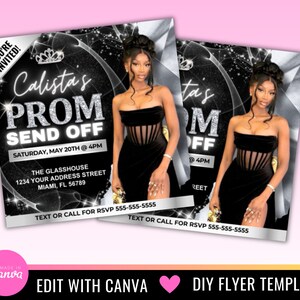 Silver Prom Send off Flyer, Prom Send off Invitation, Prom Party Flyer ...