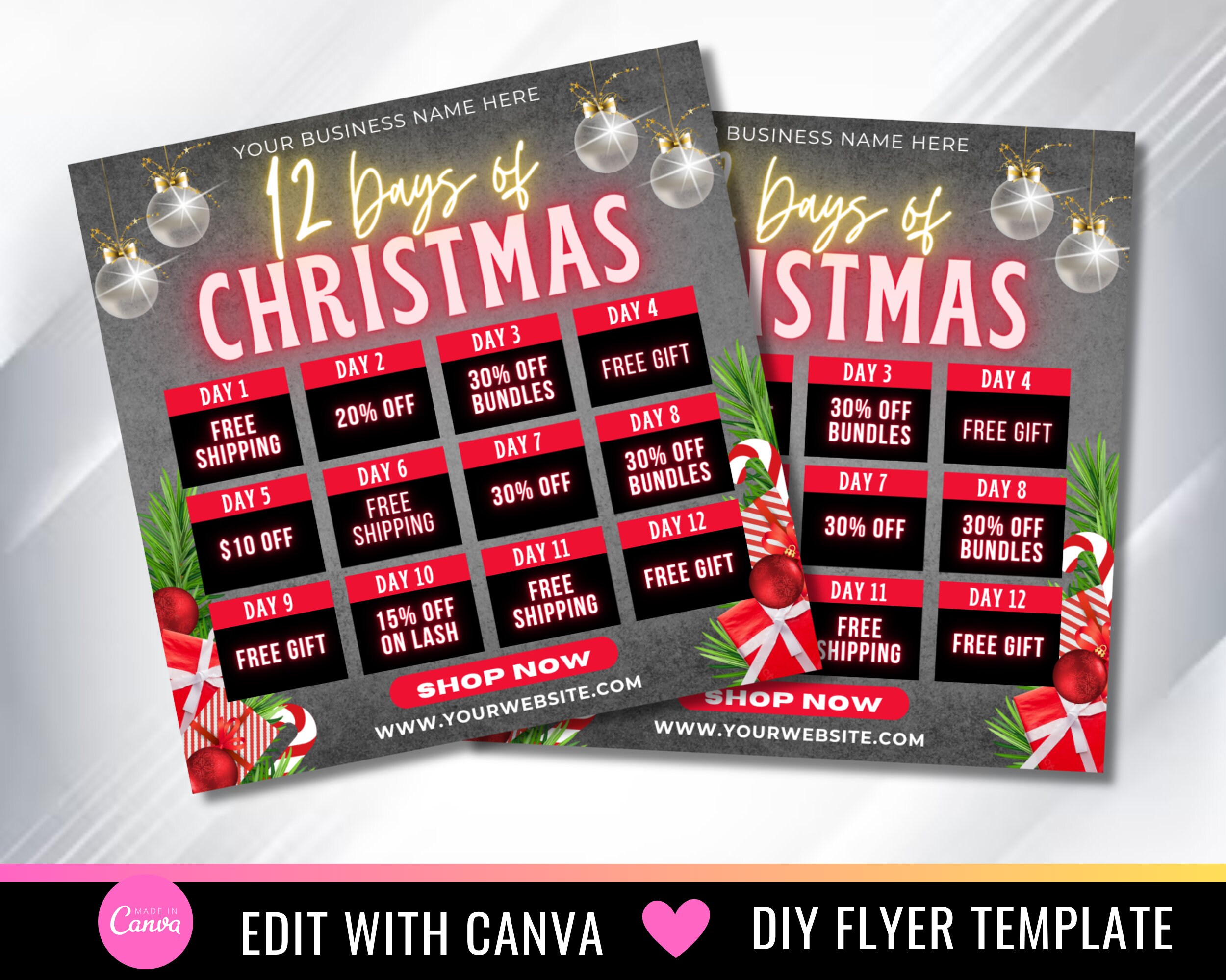12 Days of Christmas Flyer, Christmas Sale Flyer, Christmas Deal Flyer ...