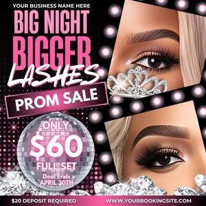 Prom Lash Sale Flyer, Prom Lash Special, Prom Booking Flyer, Lash Deal ...