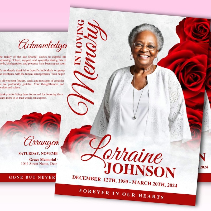 Funeral Program Red and Black - Etsy