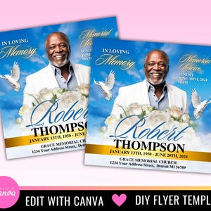 Blue Sky Funeral Announcement Flyer: Memorial Invitation (canva ...