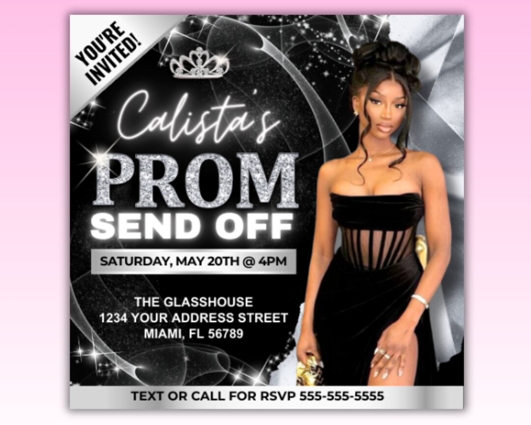 Silver Prom Send off Flyer, Prom Send off Invitation, Prom Party Flyer ...