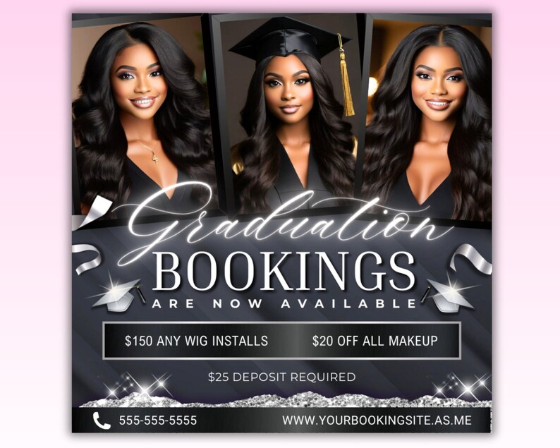 Graduation Booking Flyer: Hair, Makeup, Nails Promotion (canva Template ...