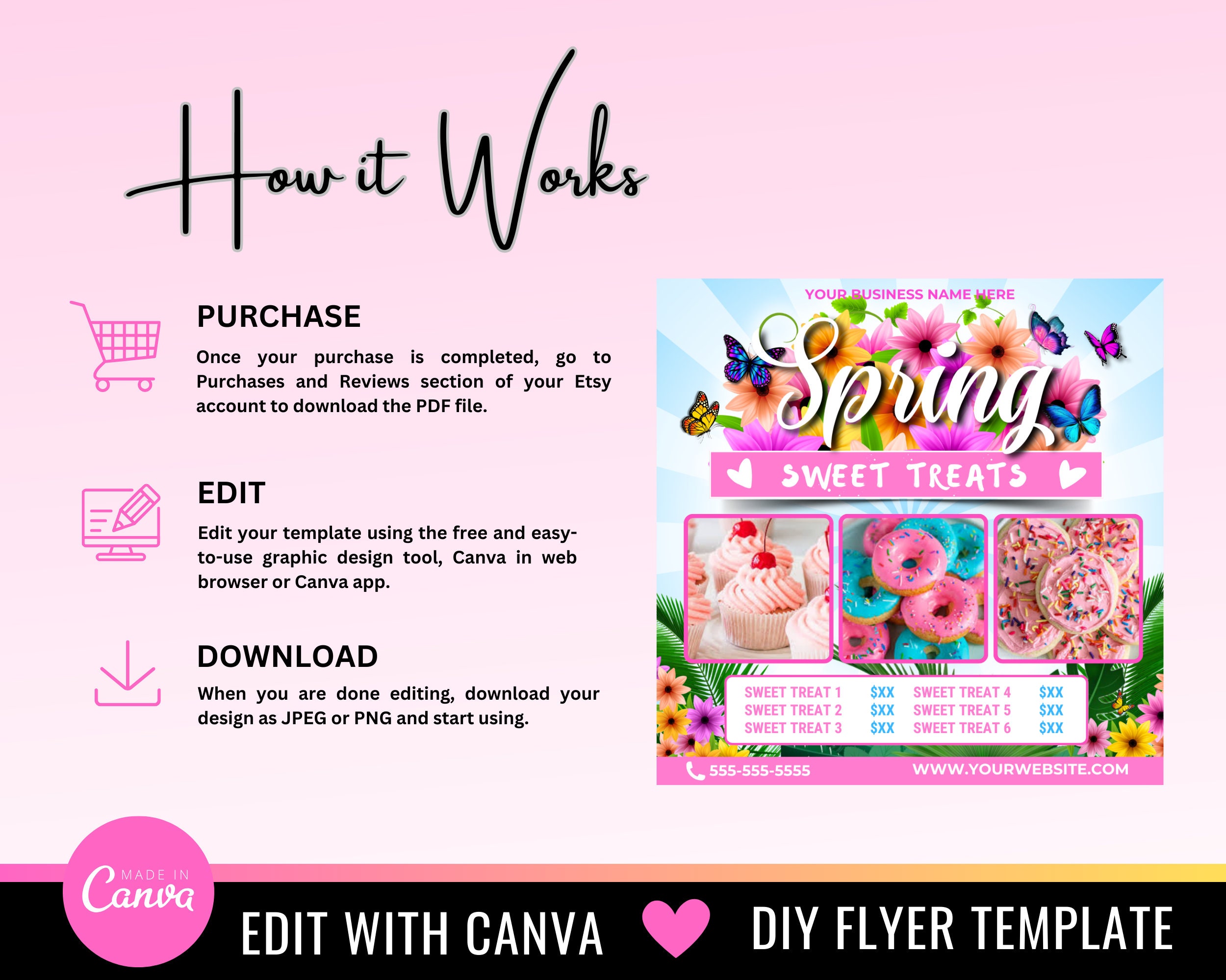 Spring Bake Sale Flyer, Spring Sweet Treat Flyer, Bakery Flyer, Bake ...