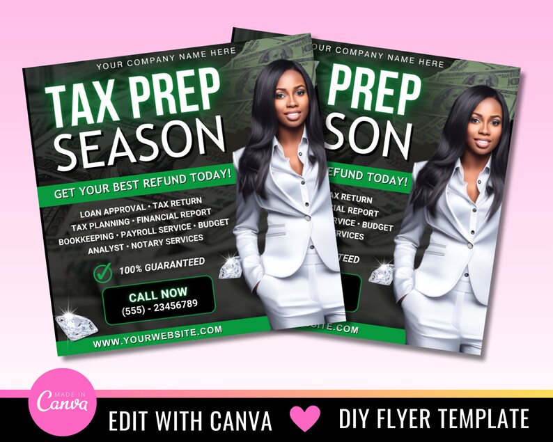 Tax Prep Season Flyer: Business Consultant Template (canva) - Etsy