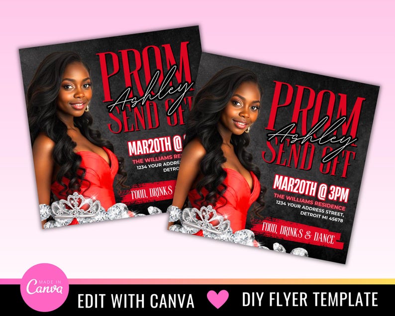 Red Prom Send off Flyer: DIY Canva Template - Etsy