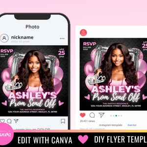 Pink Prom Send off Flyer: DIY Canva Template (digital) - Etsy