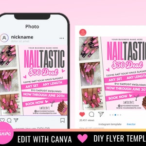 Nail Deal Flyer, Nail Special Flyer, Nail Tech Sale Flyer, Nail Flash ...