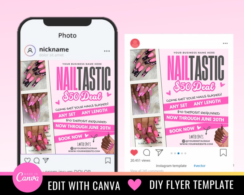 Nail Salon Flyer Template, Nail Tech Special (canva Editable) - Etsy