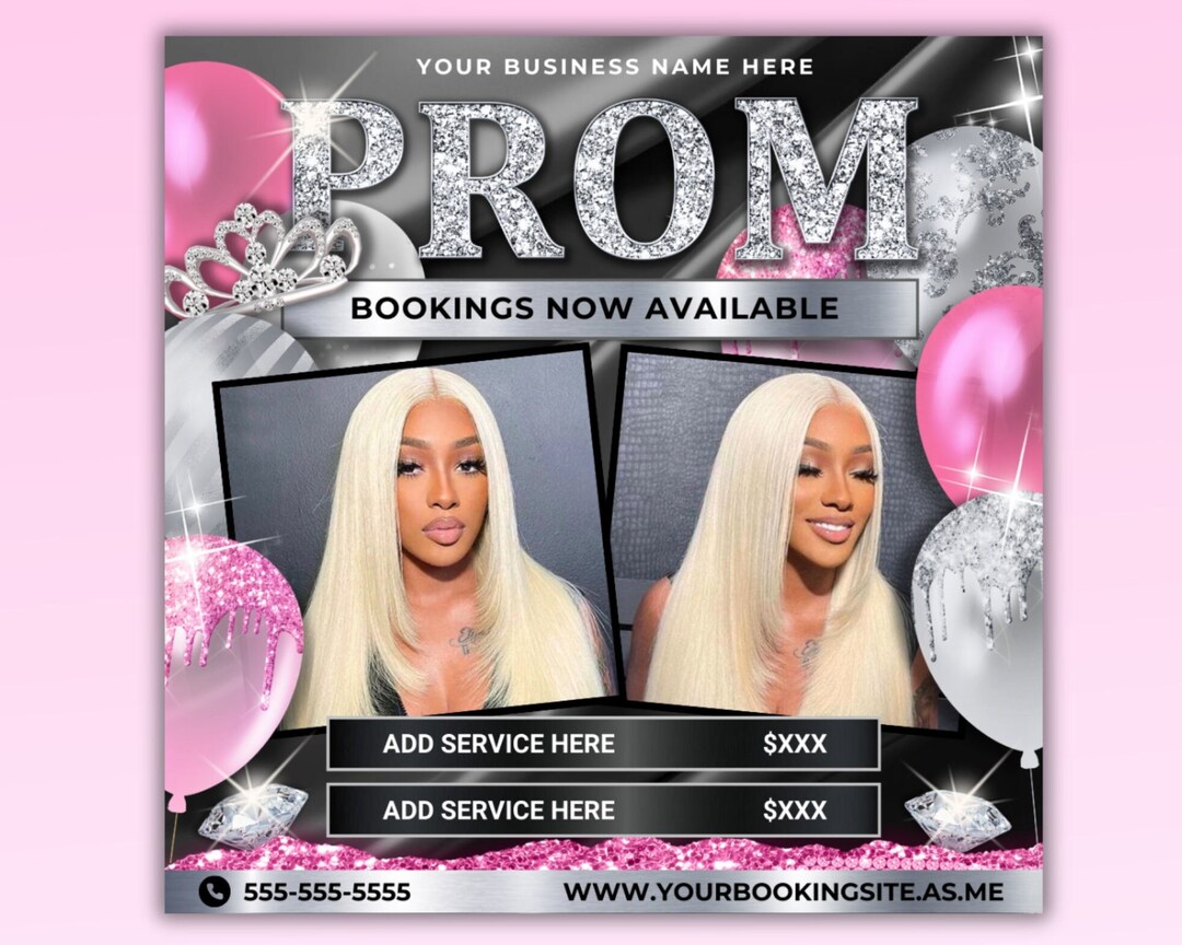 Prom Booking Flyer: MUA, Lash, Nails, Hair (canva Template) - Etsy