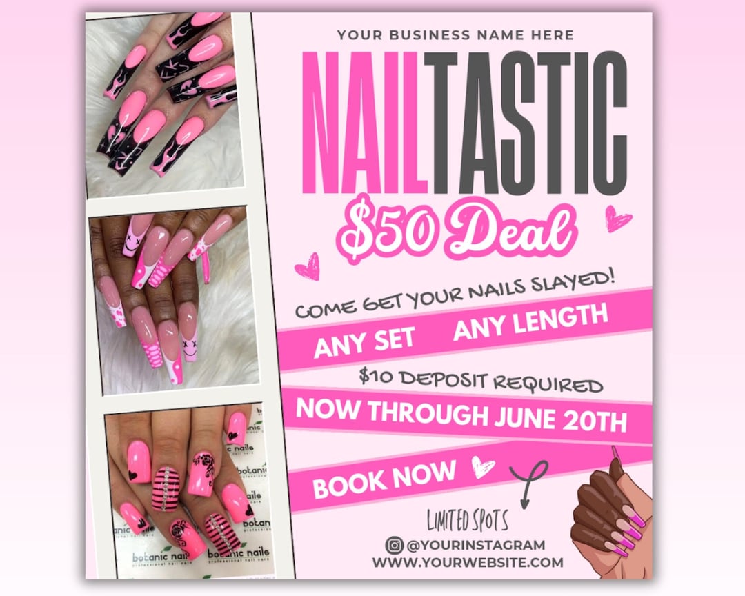 Nail Deal Flyer, Nail Special Flyer, Nail Tech Sale Flyer, Nail Flash ...