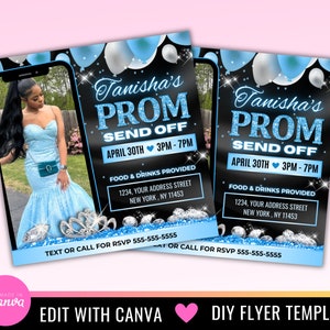 Blue Prom Send off Flyer, Prom Send off Invitation, Prom Party Flyer ...