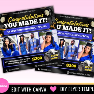 Graduation Photoshoot Flyer: Senior Portrait Template (canva, Digital ...