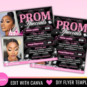 Prom Special Flyer, Prom Booking Flyer, Prom Makeup Artist MUA Lash ...