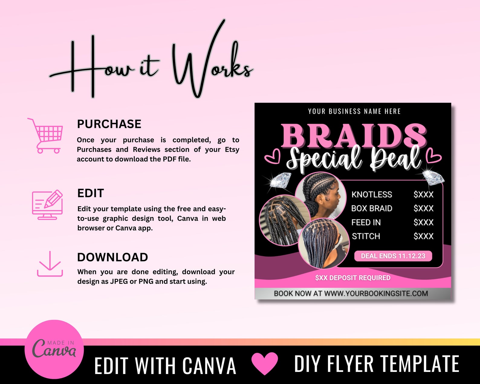 Braids Flyer, Braids Special Flyer, Braids Sale, Braider Flyer, Braids ...