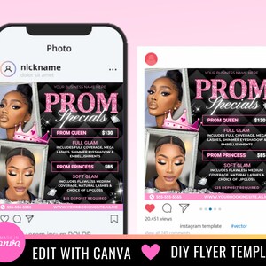 Prom Special Flyer, Prom Booking Flyer, Prom Makeup Artist MUA Lash ...
