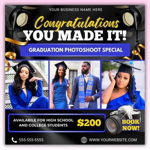 Graduation Photoshoot Flyer: Senior Portrait Template (canva, Digital ...