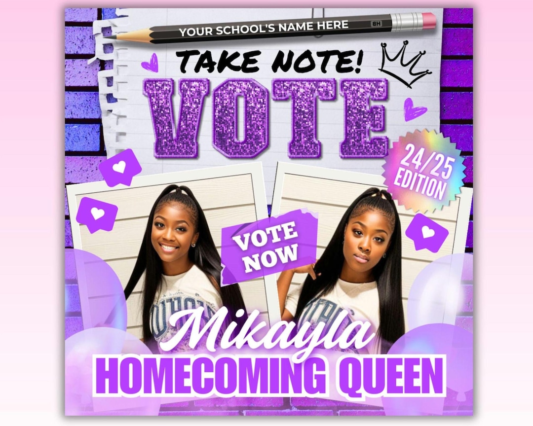 Purple Vote Homecoming Queen Flyer, Homecoming Campaign Flyer, HOCO ...
