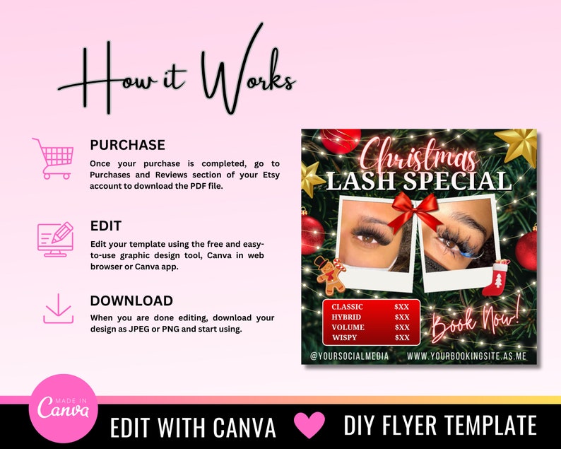 Christmas Lash Special Flyer: Canva Template (digital Download) - Etsy