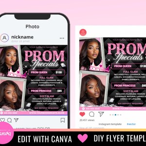 Prom Special Flyer, Prom Booking Flyer, Prom Makeup Artist MUA Lash ...
