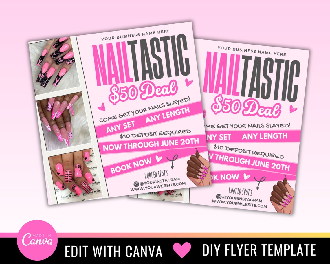 Nail Salon Flyer Template, Nail Tech Special (canva Editable) - Etsy