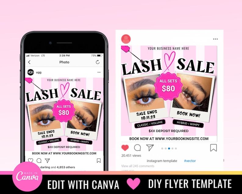 Lash Sale Flyer, Lash Special, Lash Deal Flyer, Lashes Extensions Lash ...