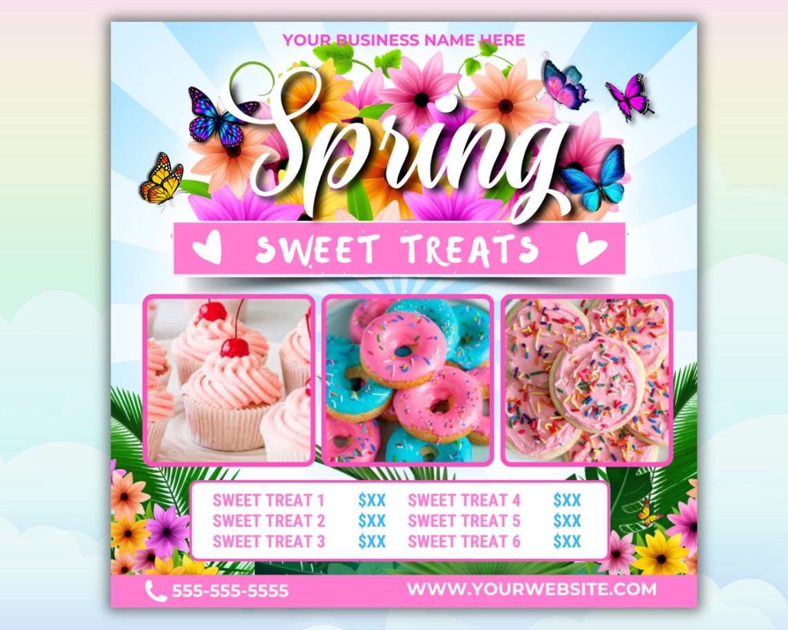 Spring Bake Sale Flyer, Spring Sweet Treat Flyer, Bakery Flyer, Bake ...