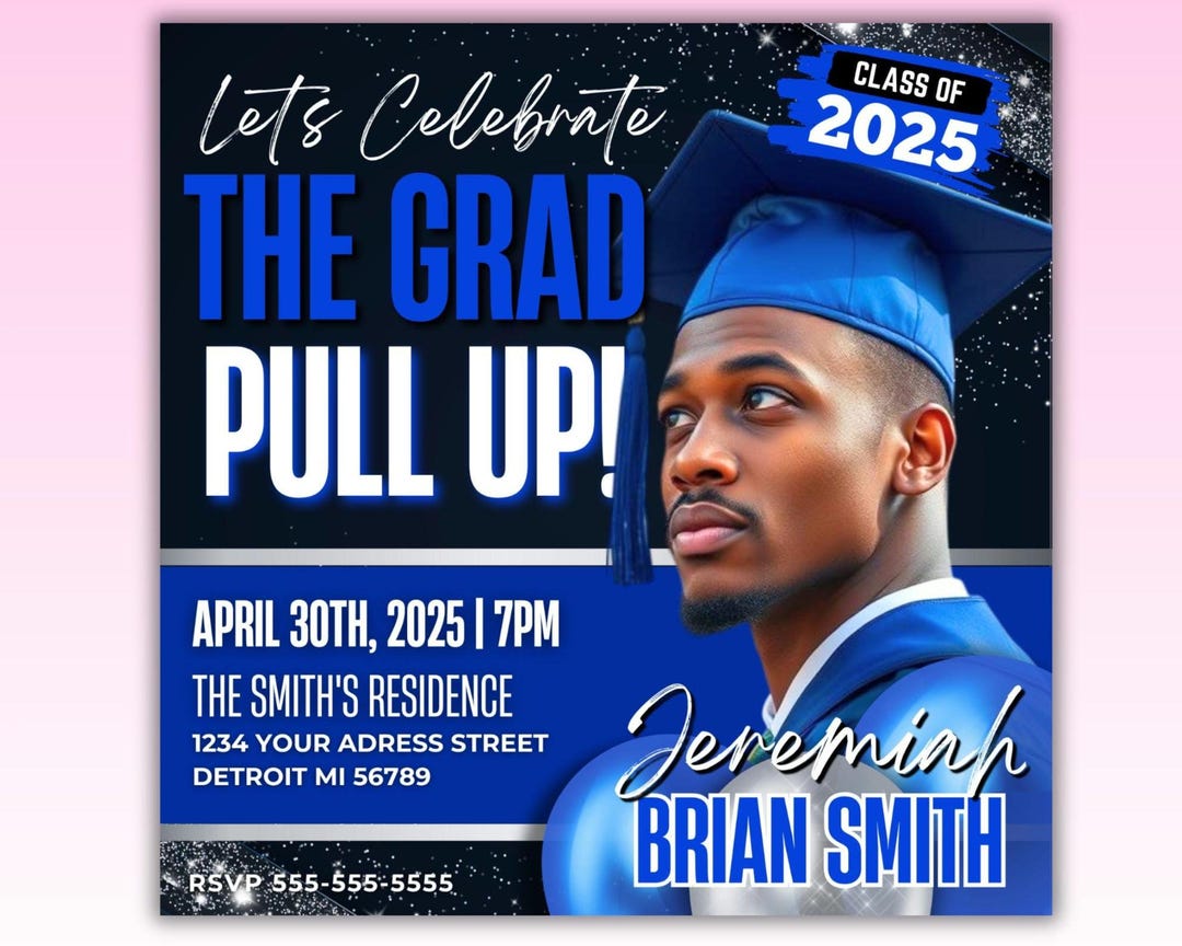 Blue Graduation Party Flyer: Senior Celebration Invite (canva Template ...