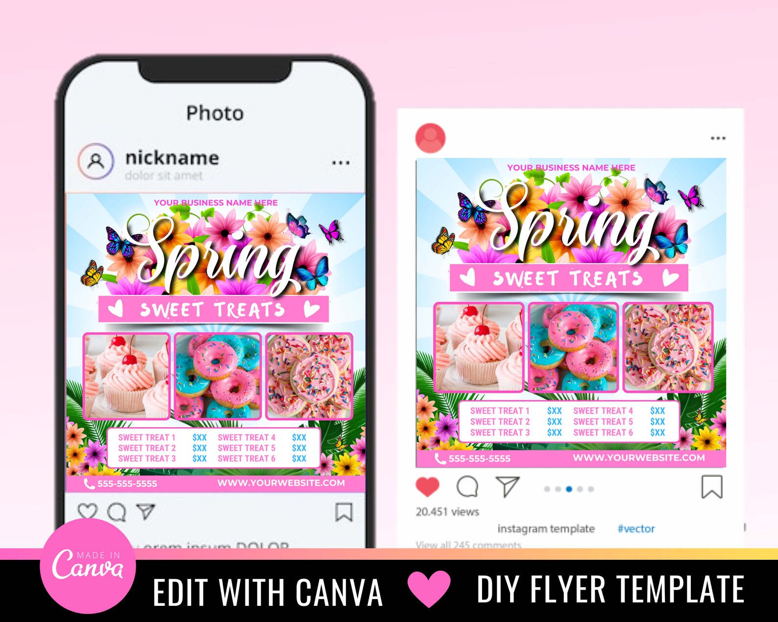 Spring Bake Sale Flyer, Spring Sweet Treat Flyer, Bakery Flyer, Bake ...