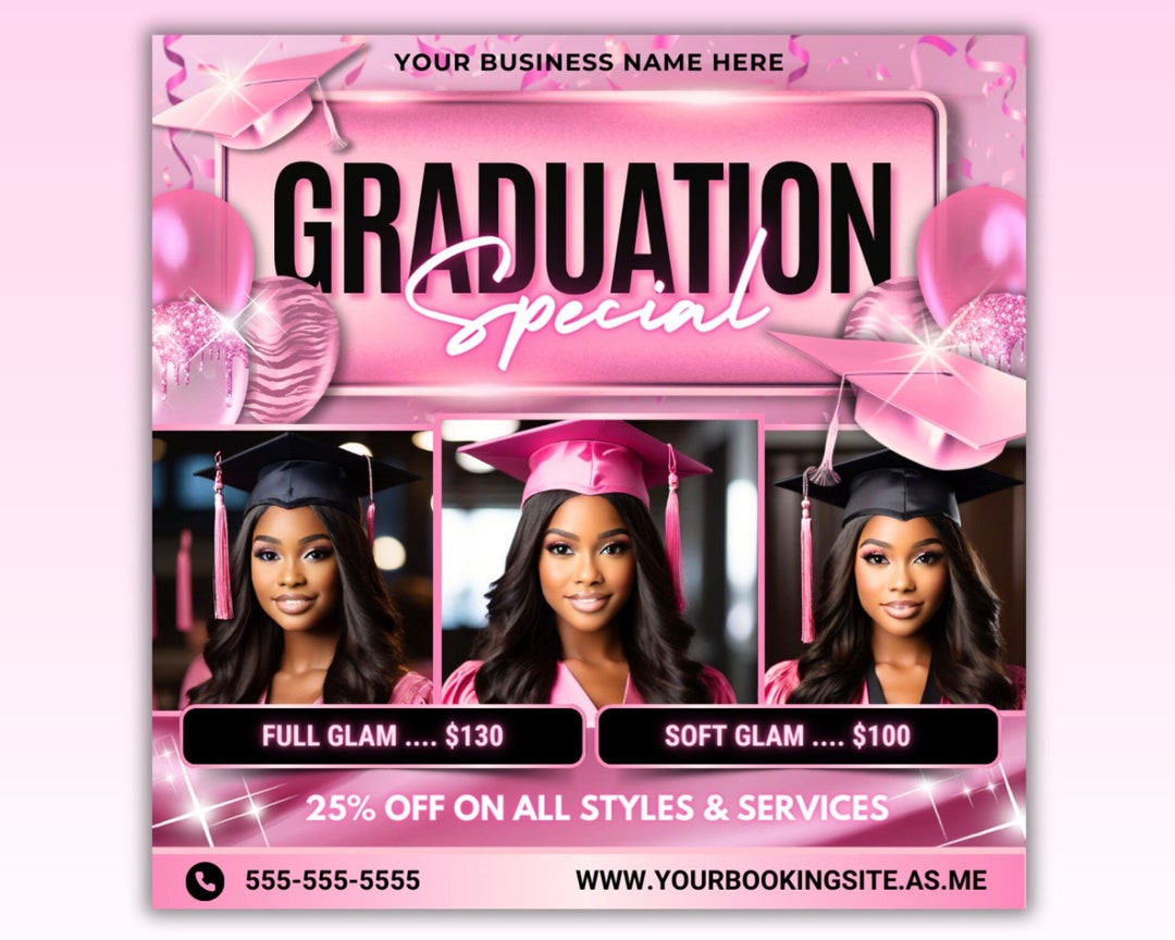Graduation Special Flyer: Hair, Makeup, Nails Template (canva, Digital ...