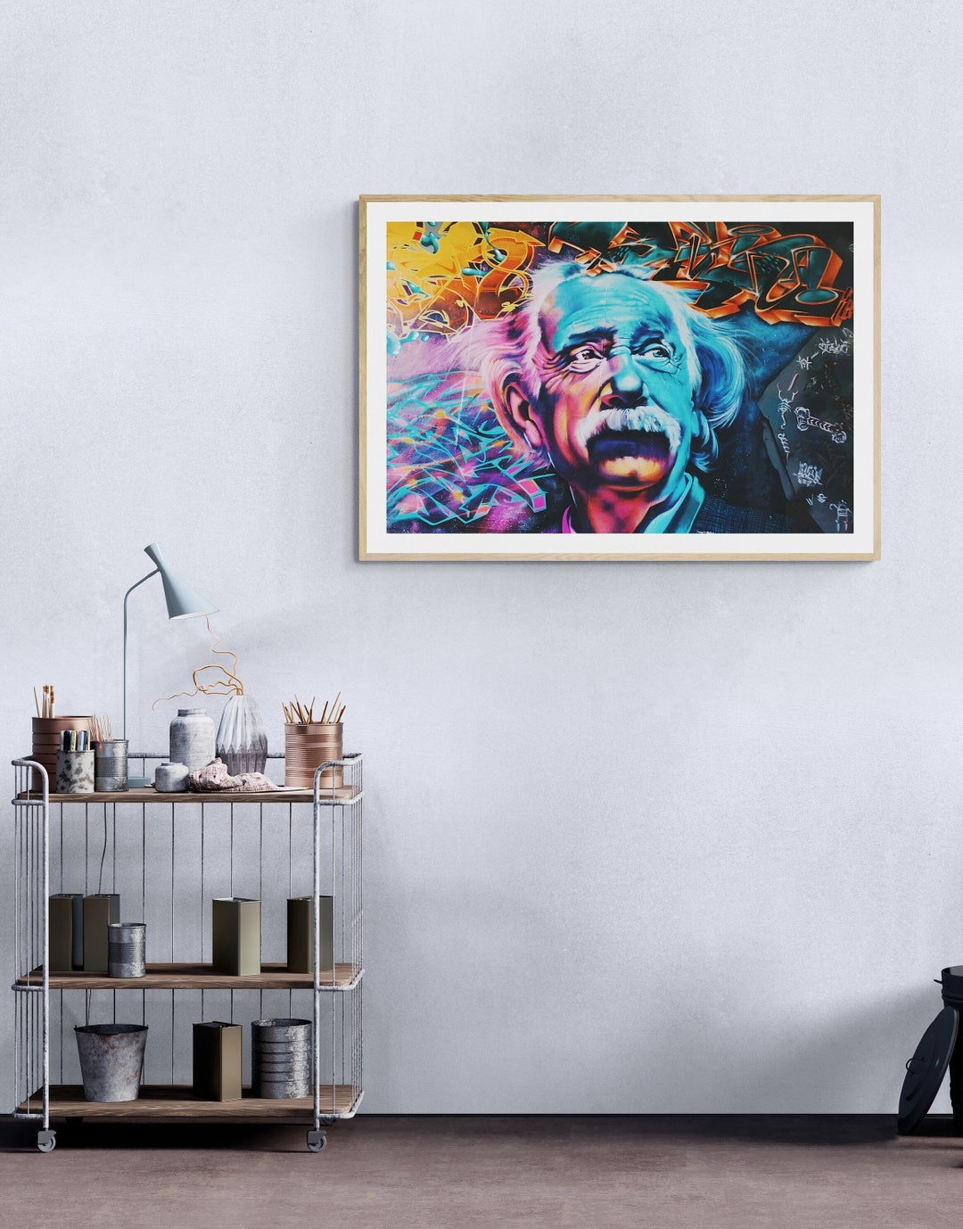 Einstein Mural Colourful Modern Art Large Abstract Painting Print ...