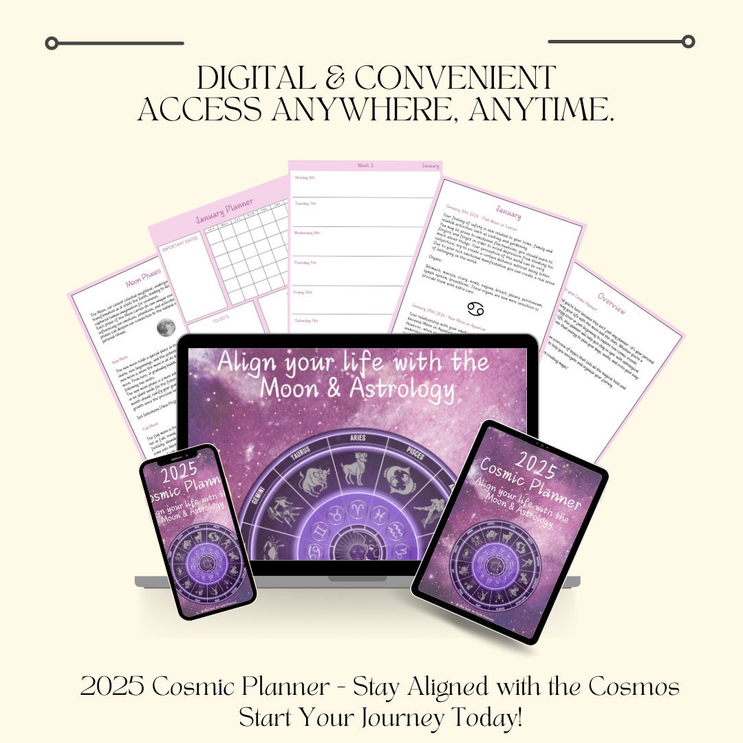 2025 Cosmic Planner Digital Astrology Moon Phases Tracker Zodiac ...