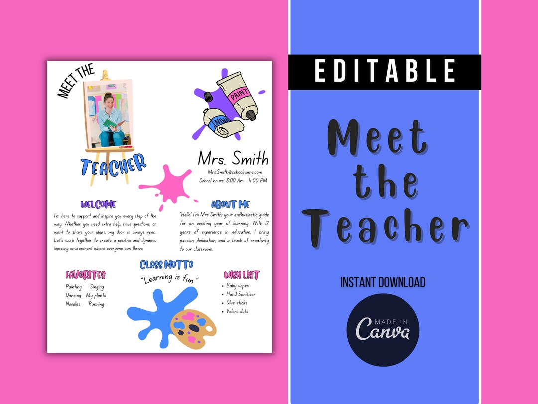 Conozca al maestro plantilla del maestro folleto de regreso - Etsy España