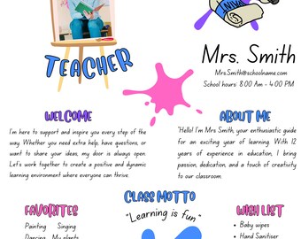 Editable Meet the Teacher Template Boho Rainbow Back to - Etsy