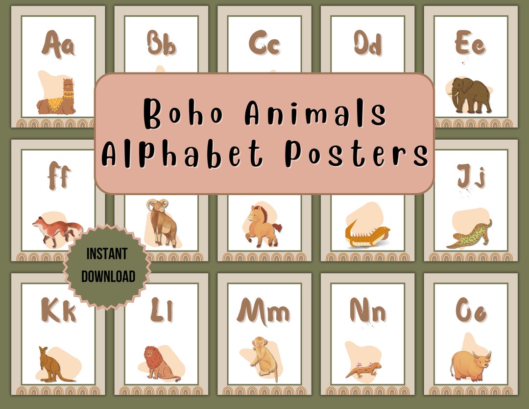 Boho Rainbow Alphabet Posters Classroom Decor Educational - Etsy