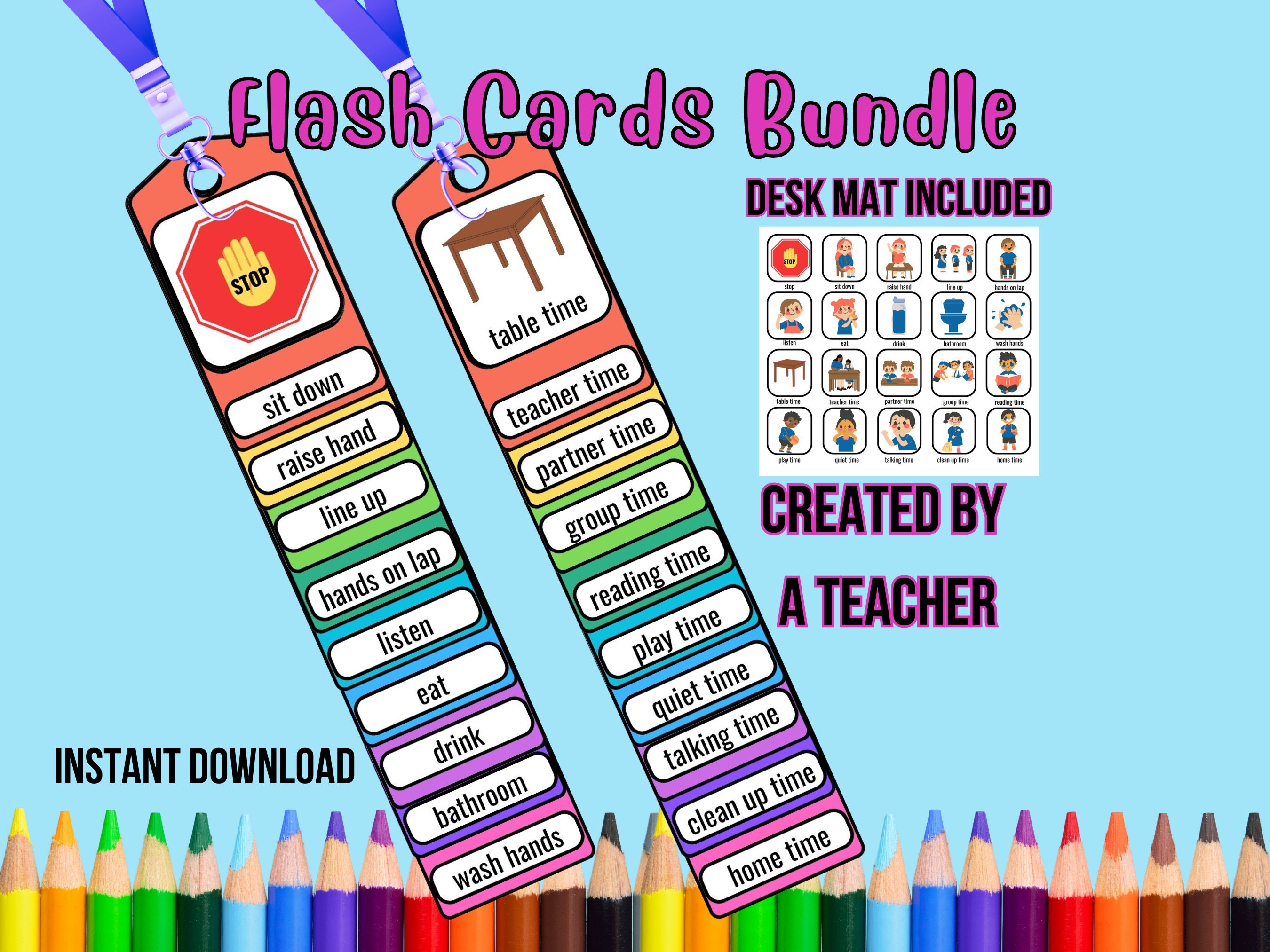 Flash Cards for Kids Printable Flash Cards Daily Schedule - Etsy