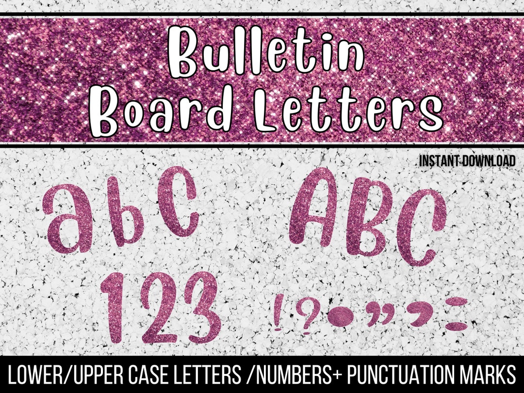 Pink Glitter Bulletin Board Letters Bulletin Board Kit - Etsy