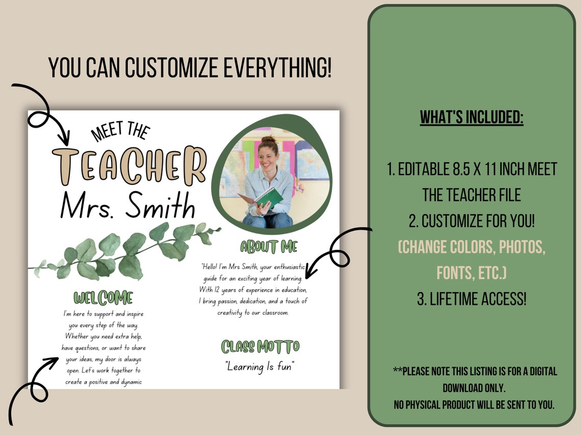 Meet the Teacher Teacher Template Back to School Flyer - Etsy