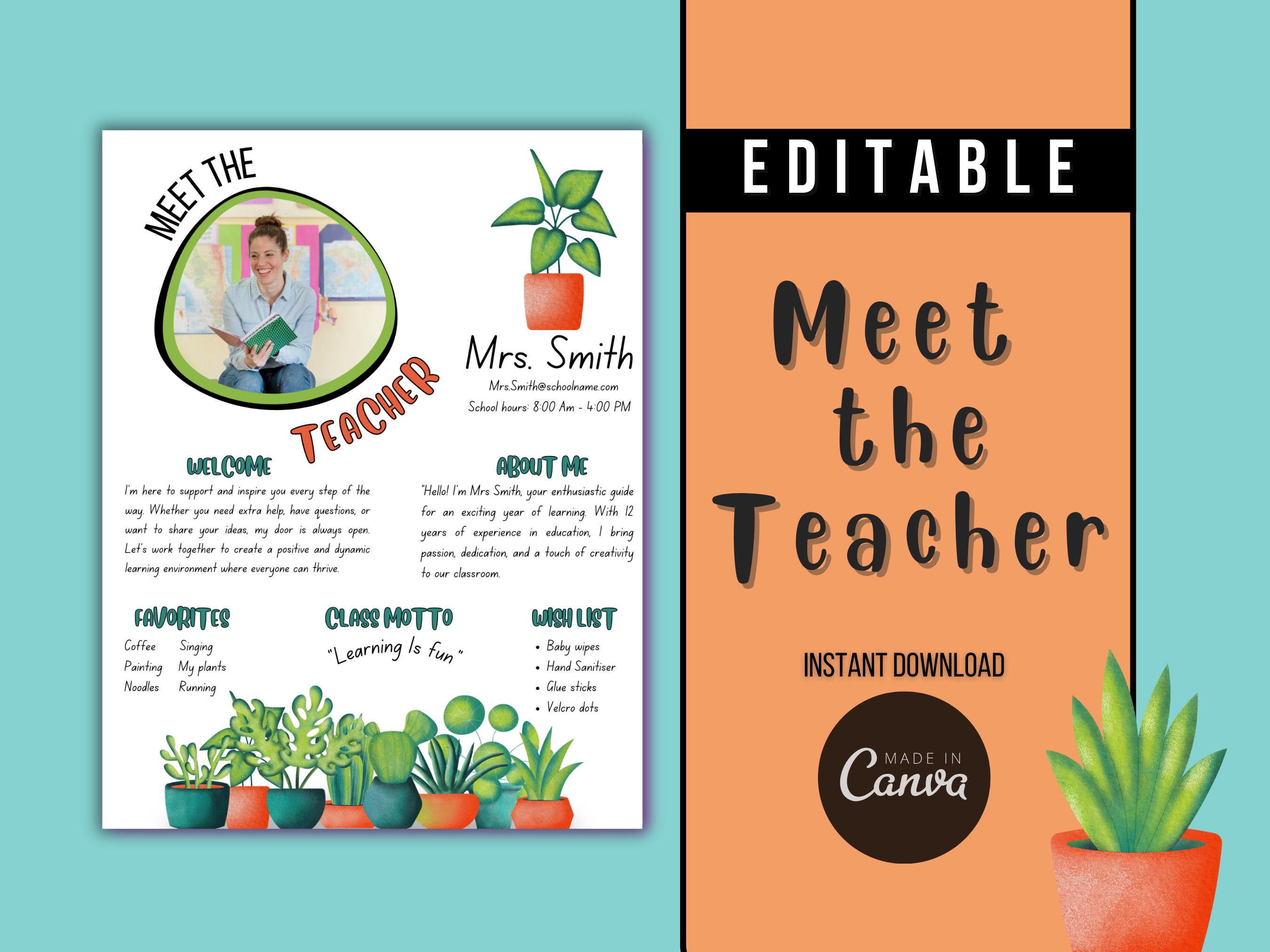 Meet the Teacher, Teacher Template, Back to School Flyer, Teacher ...