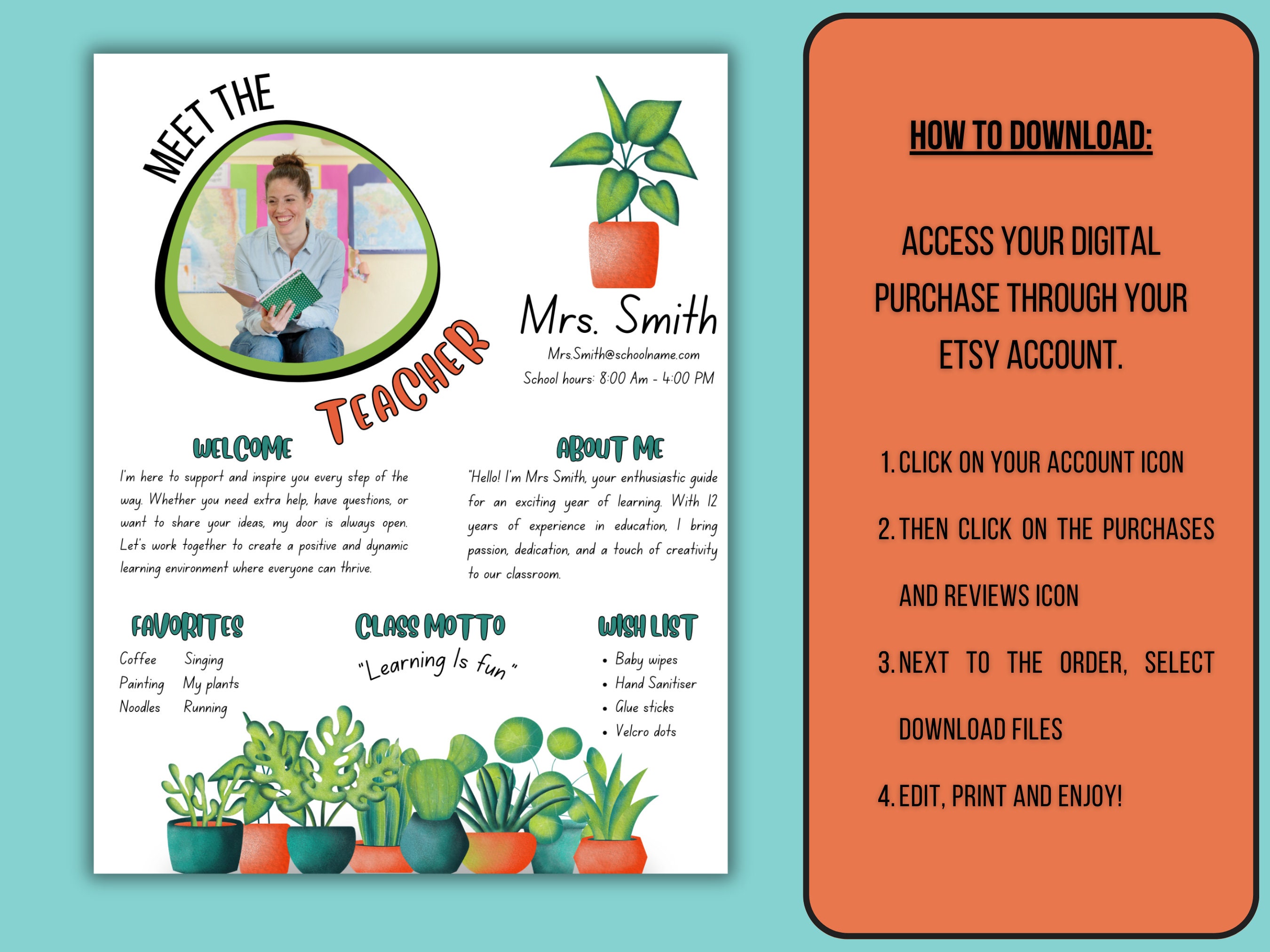 Meet the Teacher, Teacher Template, Back to School Flyer, Teacher ...