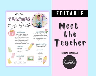 Editable Meet the Teacher Template Boho Rainbow Back to - Etsy