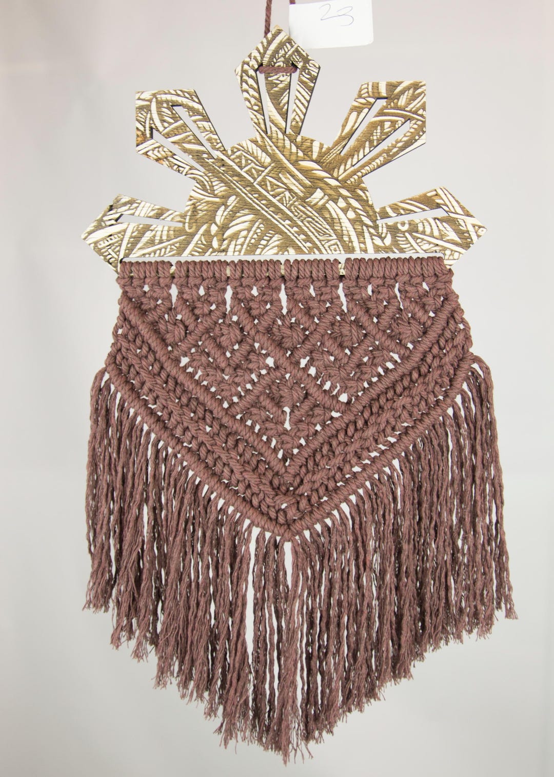 Handmade Filipino Sun Macrame. Laser Engraved Tribal Design Wall Art ...