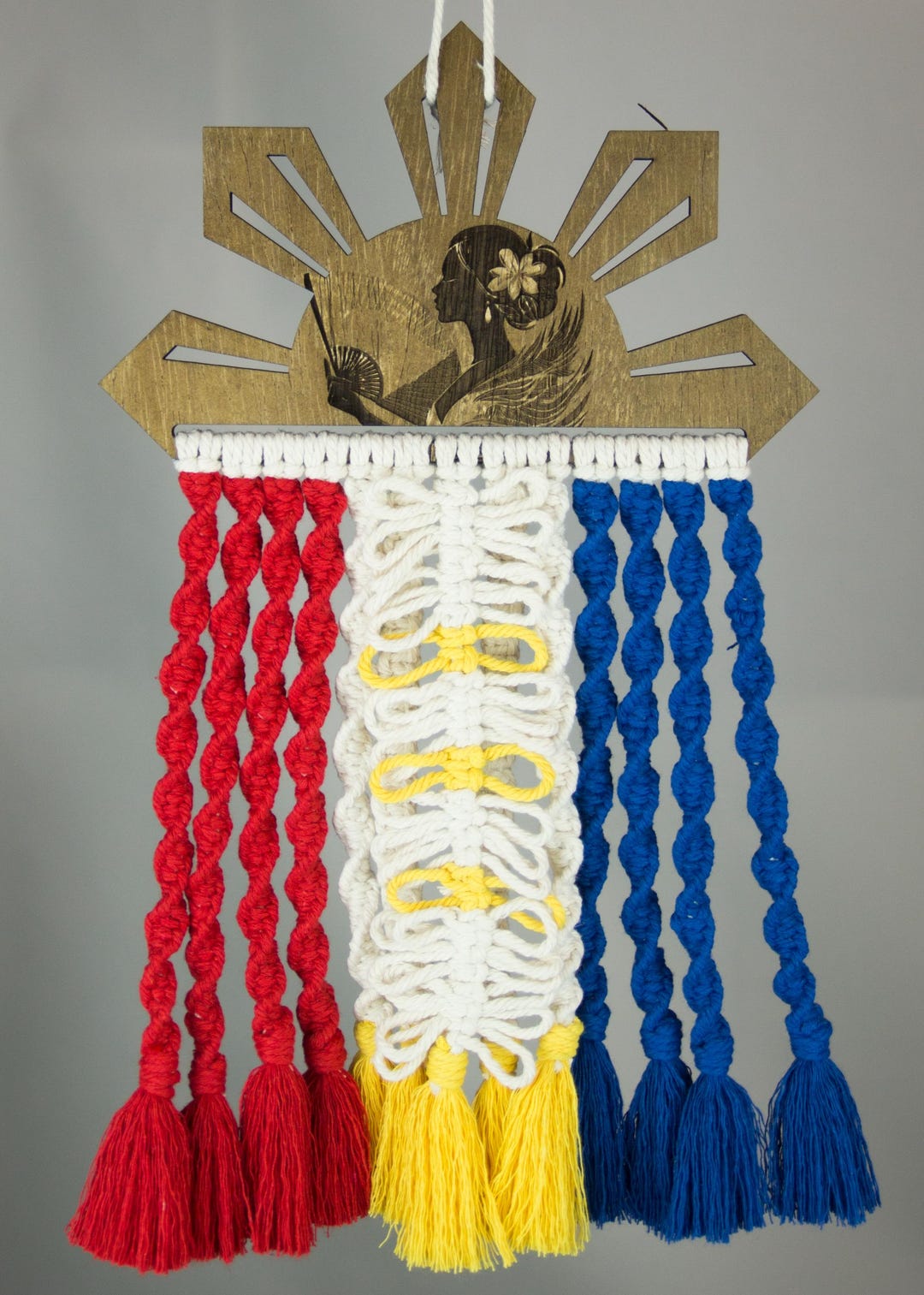 Handmade Filipino Sun Macrame. Laser Engraved Filipina Profile Design ...