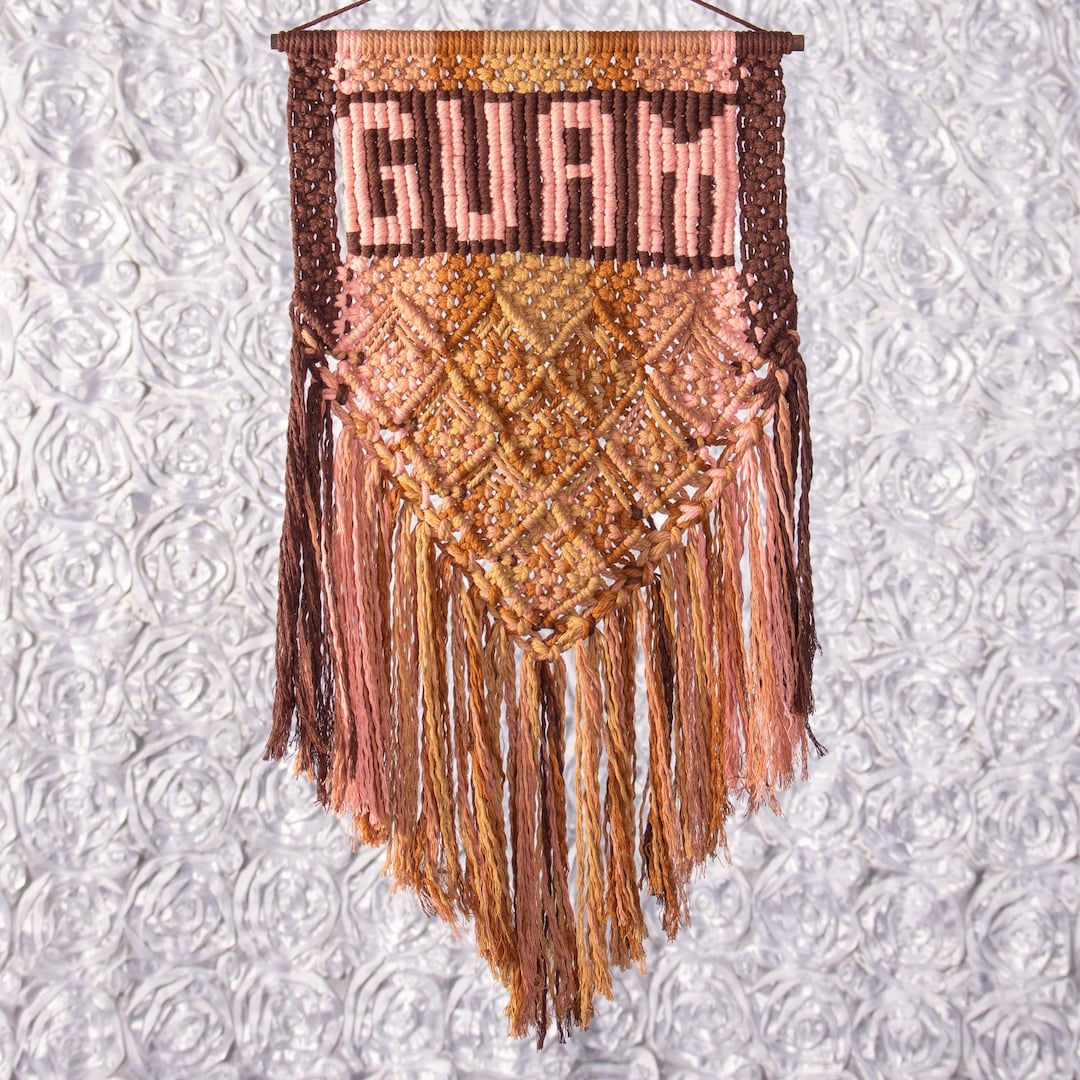 Handmade Brown and Pink Guam Macrame Wall Art: Chamorro Art - Etsy